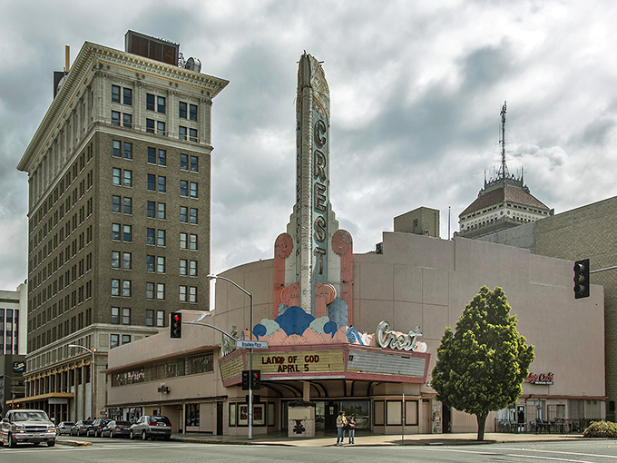 The colorful honeycomb building adds unexpected charm to Fresno's skyline, proving affordable living doesn't mean sacrificing character.