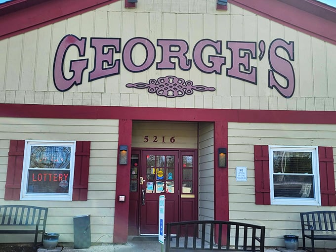 George's Family Restaurant: That classic purple lettering might as well say "Welcome Home" &ndash; this is where breakfast dreams come true, one pancake stack at a time.