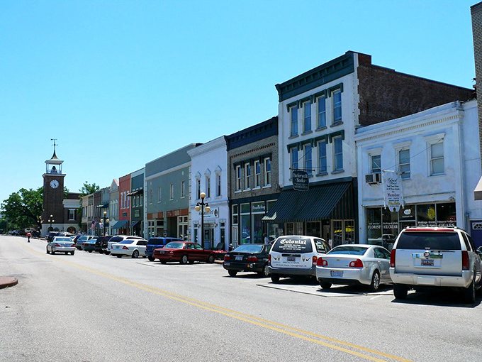 Colorful storefronts line Georgetown's main street, where your Social Security check stretches further than your grandmother's holiday leftovers.