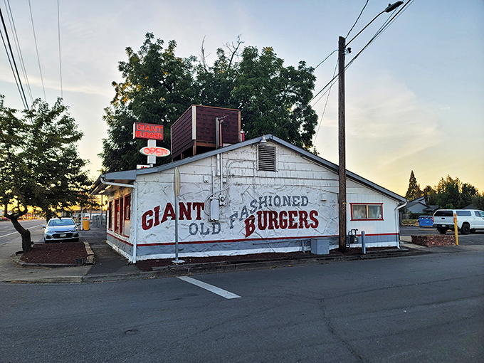Simple striped awning, serious burger business. This Salem spot proves great burgers don't need flashy surroundings to shine.