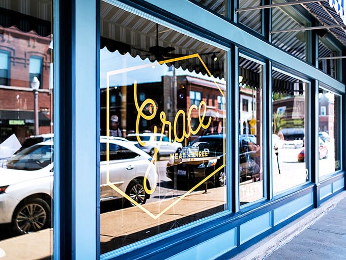 That elegant gold "Grace" sign in the window promises what you'll be saying after your first bite of their legendary fried chicken.