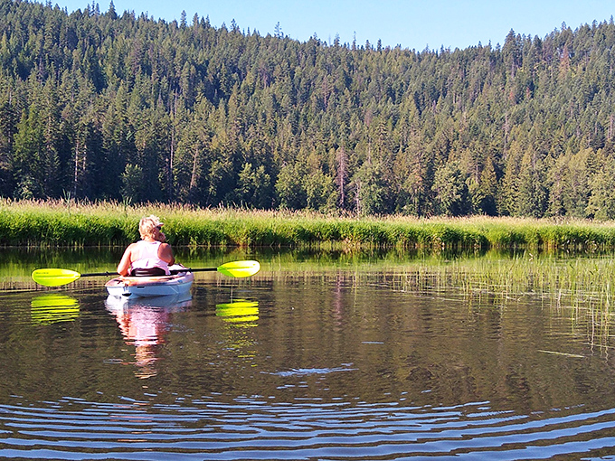 Serenity found! Gliding through Heyburn's peaceful waters in a kayak feels like meditation with better scenery.