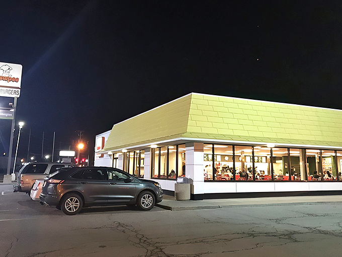 Night or day, that yellow-roofed burger haven beckons with the siren song of perfectly grilled patties.