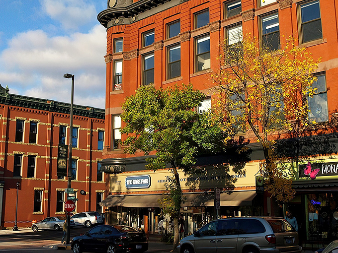 Downtown Northfield's colorful facades create a postcard-perfect scene. Norman Rockwell would've set up his easel right here.