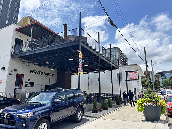 Simple on the outside, legendary within. Peg Leg Porker's modest exterior is like a plain wrapper around the best gift in Nashville. 