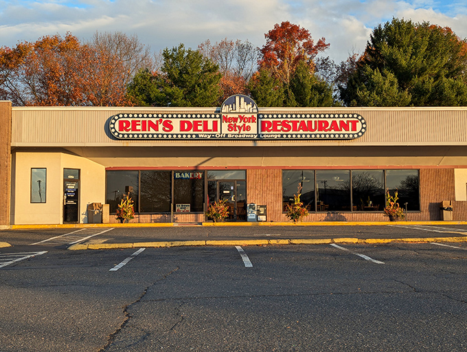 Where Broadway meets I-84. Rein's iconic signage promises a sandwich experience worth pulling off the highway for.