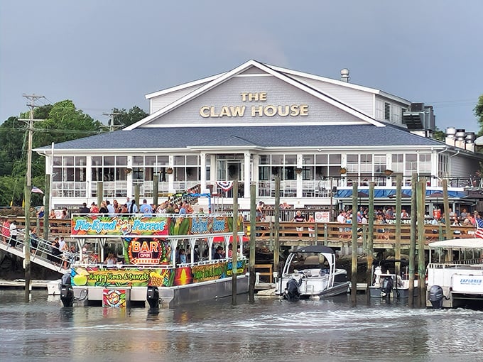 Where boats and appetites dock! The waterfront view at The Claw House is almost as delicious as their seafood.