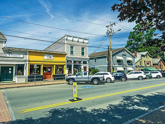 Colorful storefronts line the streets of West Stockbridge, where retirement means knowing the shopkeepers by name.