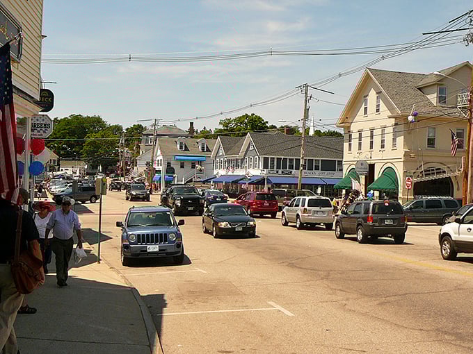 The bustling heart of "America's Oldest Summer Resort" &ndash; where even parking spots come with postcard-worthy views.