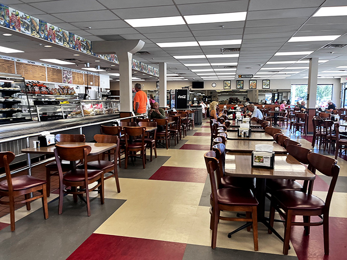 "Checkerboard floors and cafeteria-style service&mdash;unchanged for decades. Where politicians, construction workers, and everyone in between breaks bread together."