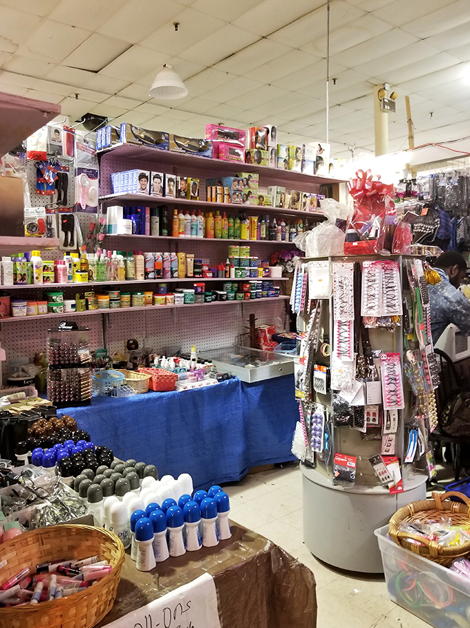 Beauty products galore! This vendor's colorful array of toiletries and cosmetics offers everything from everyday essentials to specialty items at prices that would make your wallet smile.