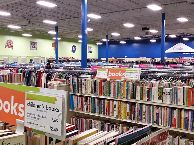 Literary gold mines stretch as far as the eye can see, each shelf a potential rabbit hole of forgotten bestsellers and hidden classics.