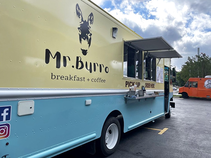 Where culinary magic happens - the order window at Mr. Burro isn't fancy, but it's the gateway to morning happiness.