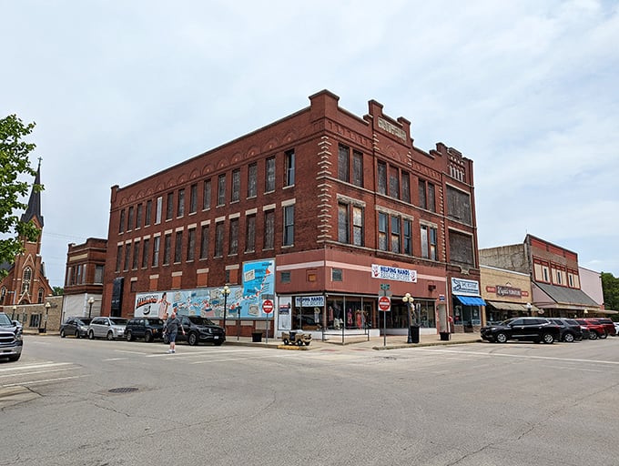 Historic charm meets small-town affordability at this corner, where red brick buildings hold stories that couldn't be mortgaged even if you tried.