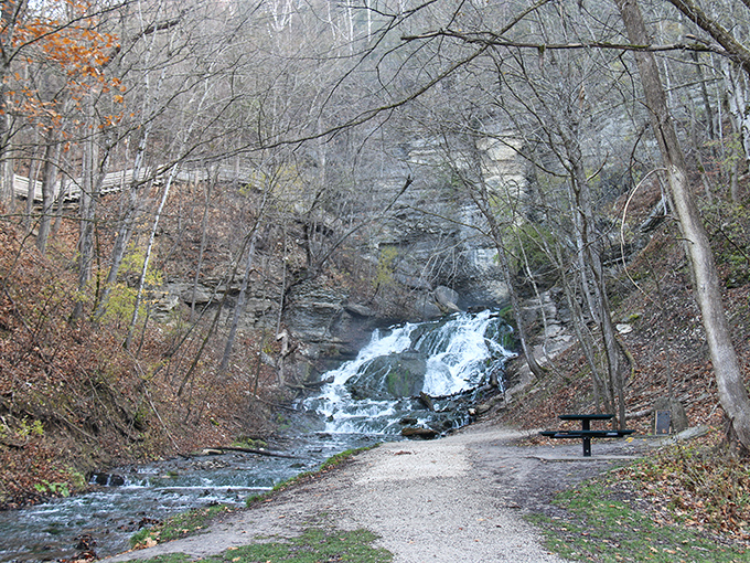 Mother Nature showing off at Dunning's Spring, where the waterfall creates nature's own soundtrack. Perfect for contemplation or an impromptu meditation session.