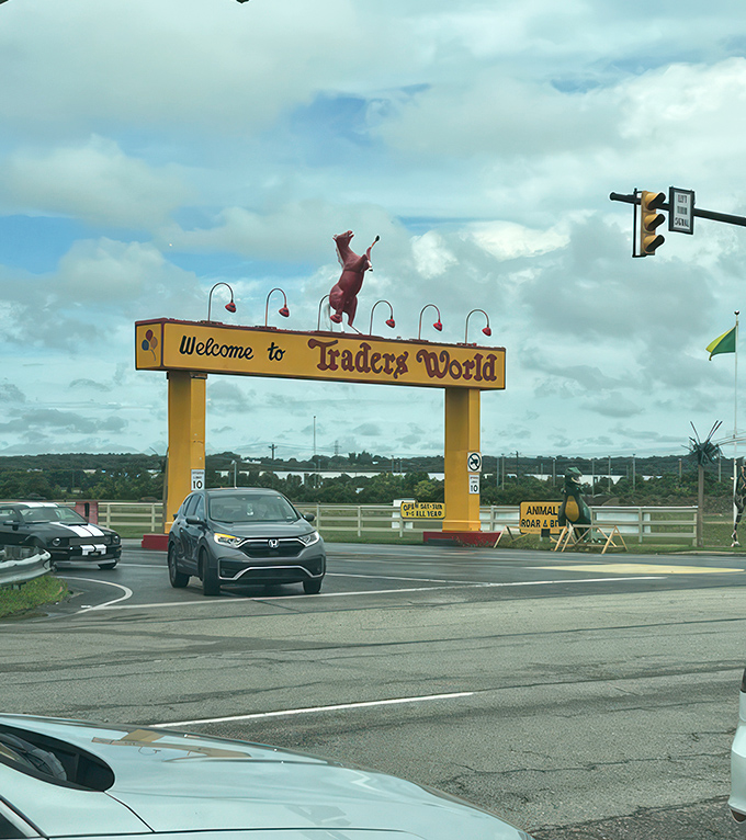 That famous yellow archway isn't just an entrance&mdash;it's a portal to possibility. The red horse rearing skyward perfectly symbolizes the wild deals within.