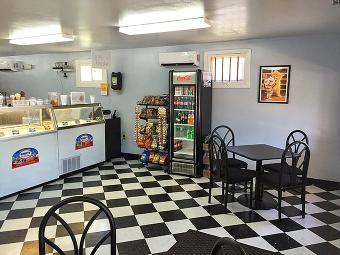 Classic black and white checkered floors that scream "authentic ice cream parlor." This isn't some trendy newcomer—this is where memories are made.
