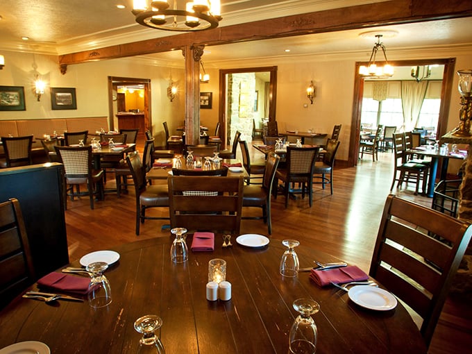 Warm wood tones and elegant table settings create that perfect "special occasion that could be any occasion" atmosphere. 