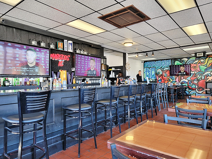 The bar area buzzes with energy while vibrant murals transport you to Mexico's coastal regions. Seafood paradise found in suburban Olathe!