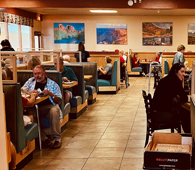 Classic booth seating and Arizona landscape photos create that perfect "come as you are" atmosphere where comfort meets quality without an ounce of pretension.