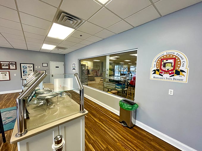 Through the viewing window, cake magic happens. It's like watching culinary theater where the stars are measured in inches, not Hollywood fame.