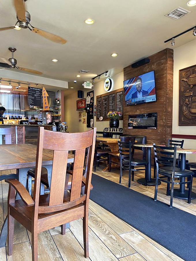 Simple wooden chairs and rustic charm create the perfect backdrop for a chicken feast. No distractions, just anticipation.