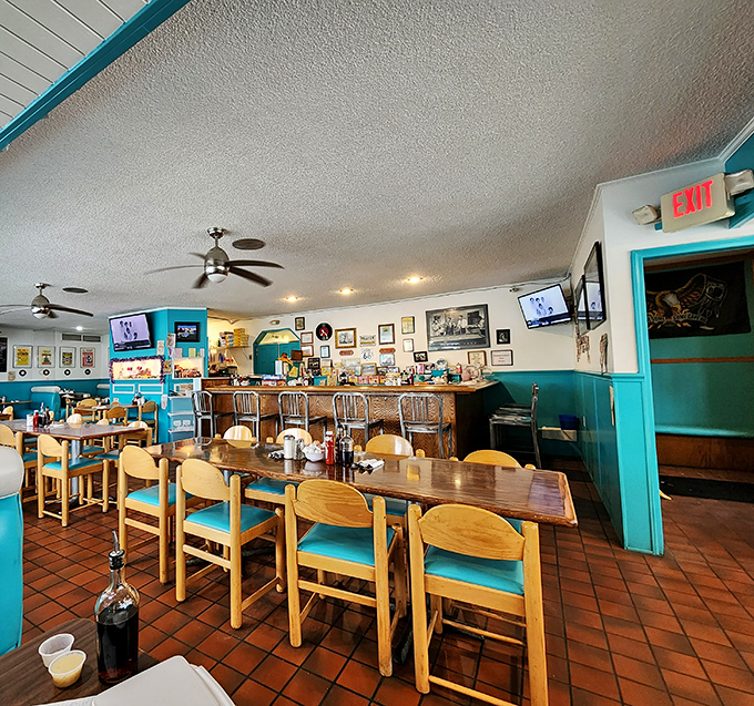 Inside Dee's, the classic diner counter and turquoise accents aren't retro by design&mdash;they're authentic survivors from an era when conversations happened face-to-face, not face-to-screen. 