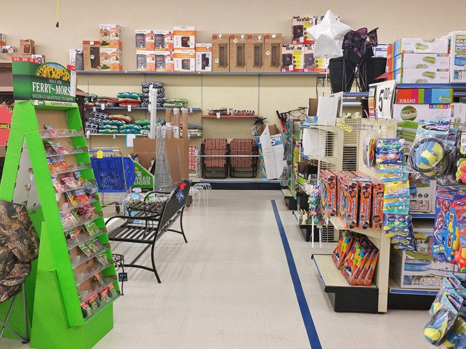 Clothing racks stretch to the horizon like a fashionable yellow brick road. The journey to affordable style starts here. 