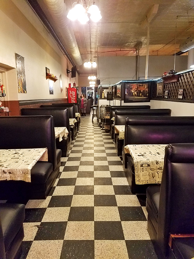 Classic black and white checkered floors lead you down the path to burger enlightenment. The booths aren't just seating&mdash;they're front-row tickets to flavor town.