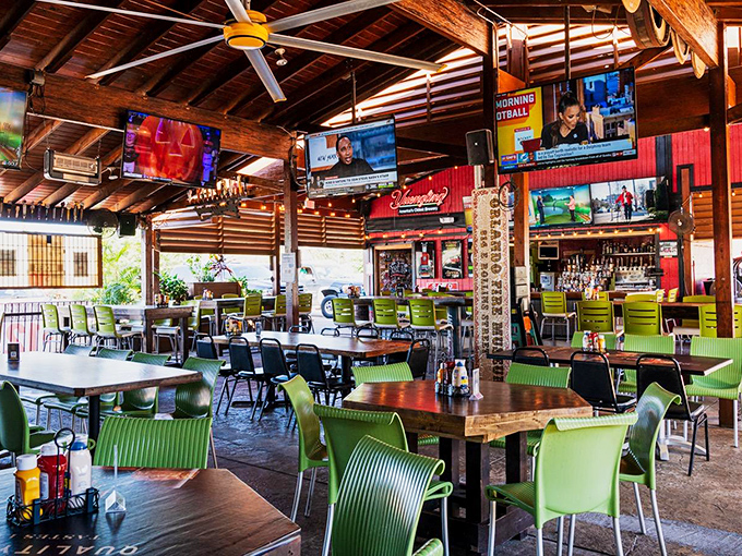 Where exposed beams meet lime green chairs&mdash;a place that says "we're serious about food but casual about everything else."
