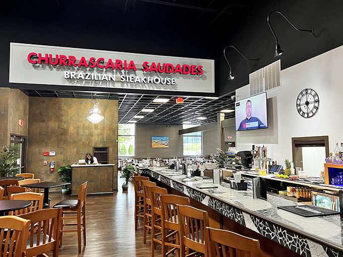 White tablecloths and wooden chairs create an atmosphere that's upscale yet comfortable&mdash;exactly what you want when you're about to embark on a serious meat marathon. 