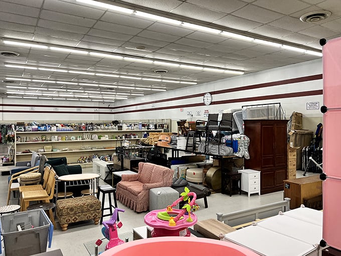 Furniture island in a sea of possibilities. One shopper's discarded ottoman is another's perfect living room centerpiece waiting to be discovered.