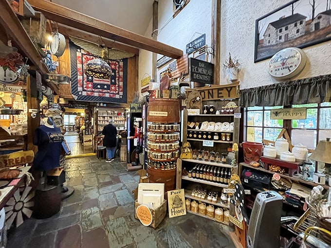 Inside, time slows down as shelves of local treasures beckon. This isn't shopping—it's a scavenger hunt for happiness bottled in mason jars.