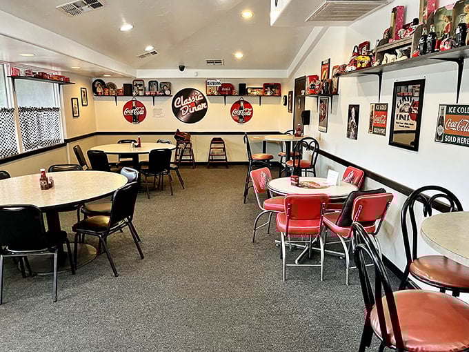Step inside and you're transported to a simpler era&mdash;red chairs, Coca-Cola memorabilia, and tables that have hosted countless conversations and comfort food revelations.