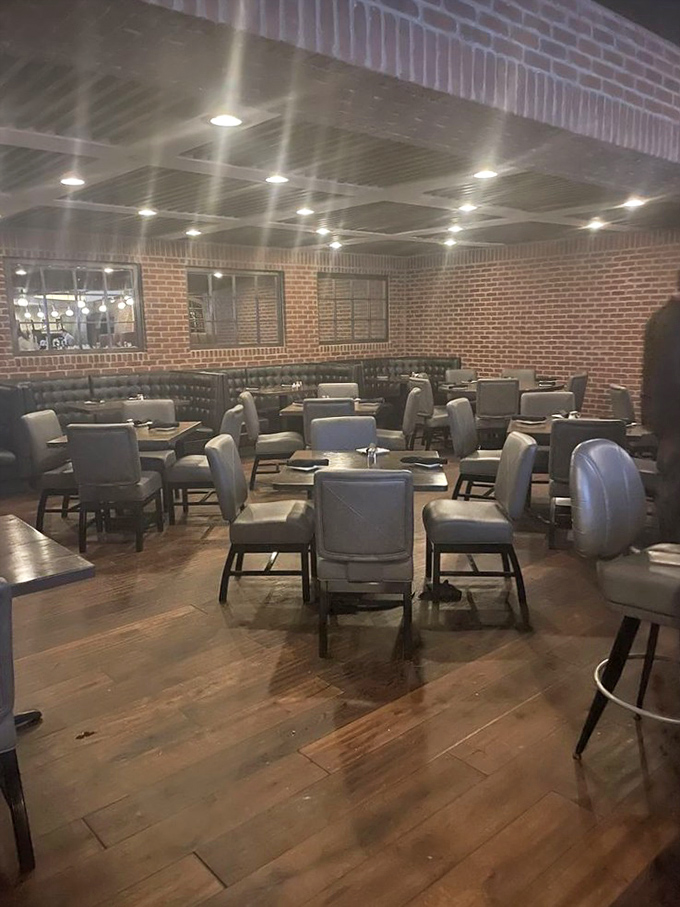 Classic steakhouse ambiance with brick walls and comfortable seating&mdash;like your favorite uncle's den, if your uncle were a sophisticated beef connoisseur.