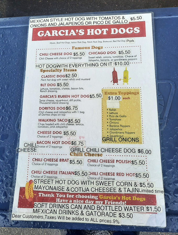 This menu isn't just a list of options&mdash;it's a roadmap to happiness. The "Hot Dog with Everything On It" isn't a challenge, it's a philosophy.