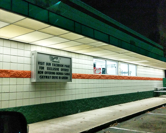 "Visit our Facebook page for exclusive offers!" The wall speaks truth—but the real exclusive offer is the taste of authentic Americana waiting inside.