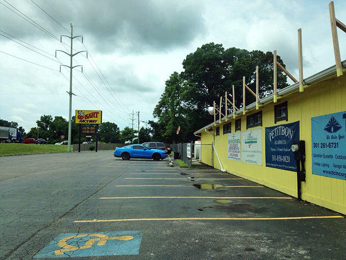 That bright yellow building isn't compensating for anything&mdash;it's simply announcing "Fun lives here!" to everyone driving past on Route 3.