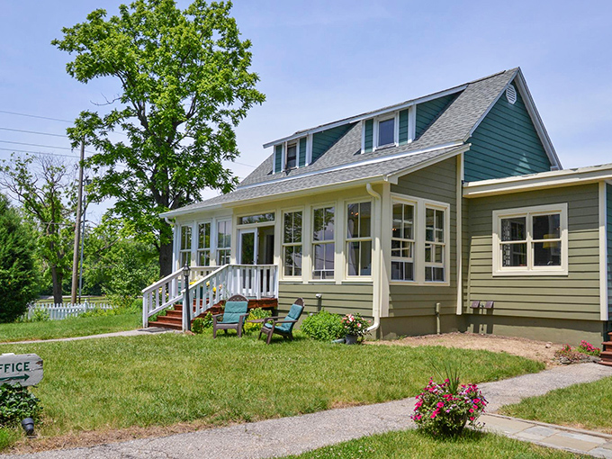 Those Adirondack chairs aren't just sitting there for decoration&mdash;they're an invitation to watch the world slow down to Indiana time.
