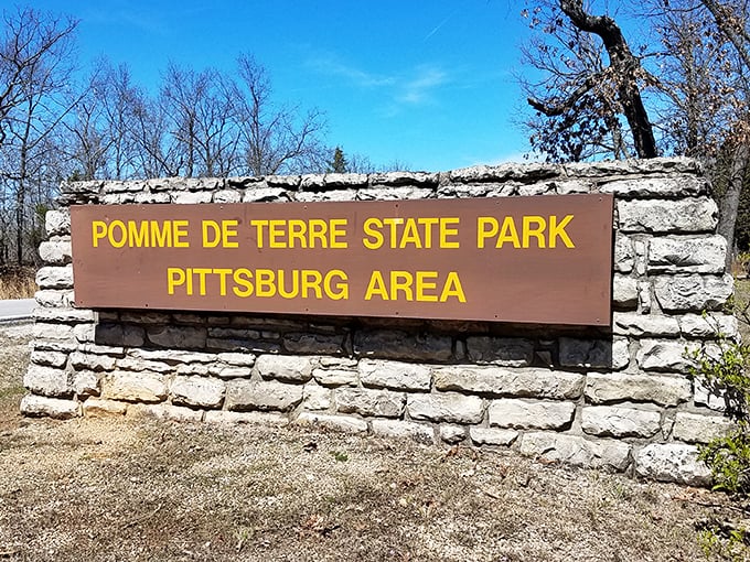 This unassuming stone entrance might as well be a portal to another world—one where "Pittsburg" doesn't need an "h" and relaxation is mandatory.