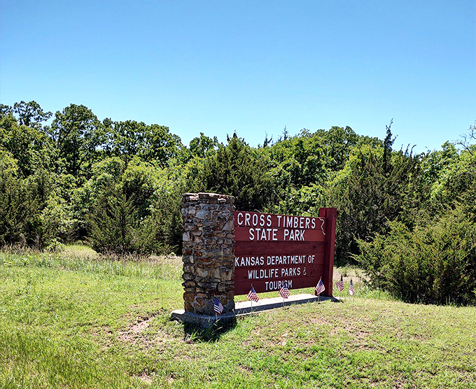 Nature's welcome committee! This rustic sign marks the entrance to a world where cell service fades and conversation returns—like a digital detox with better scenery.