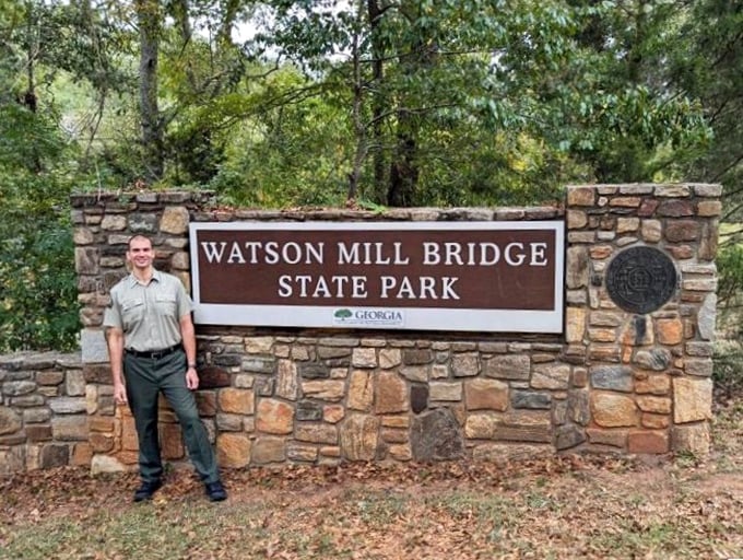 The welcome committee at Watson Mill Bridge State Park&mdash;where the only membership requirement is an appreciation for beauty.