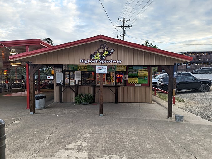 Nostalgia in wooden form, the ticket booth stands like a portal to simpler times when entertainment didn't require Wi-Fi or battery charging.