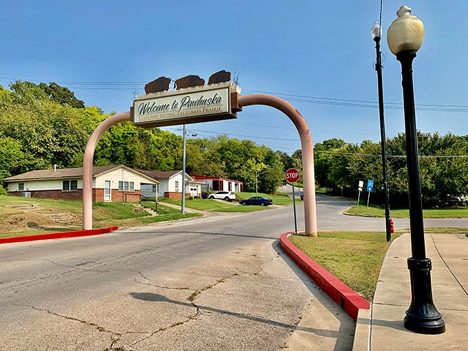 Nothing says "small-town charm" quite like Pawhuska's buffalo-topped welcome arch, greeting visitors with a nod to the area's prairie heritage.