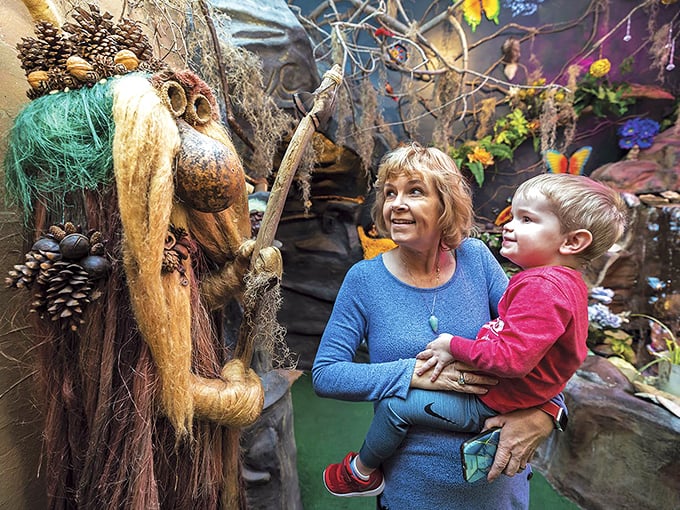Intergenerational wonder happens when trolls meet humans. This life-sized forest troll, crafted from natural materials, transforms skeptical adults into wide-eyed explorers alongside their already-believing grandchildren.