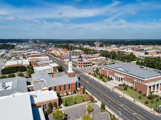 From this bird's-eye view, Cullman reveals itself as a perfectly planned grid of possibility, where retirement dollars stretch as far as the horizon.