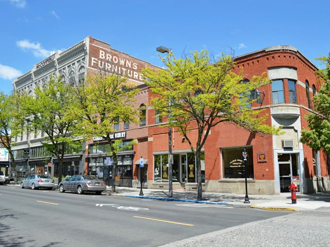 Brown's Furniture building stands as a testament to Moscow's preserved architectural heritage. It's like stepping into a Norman Rockwell painting, except you can actually shop here.