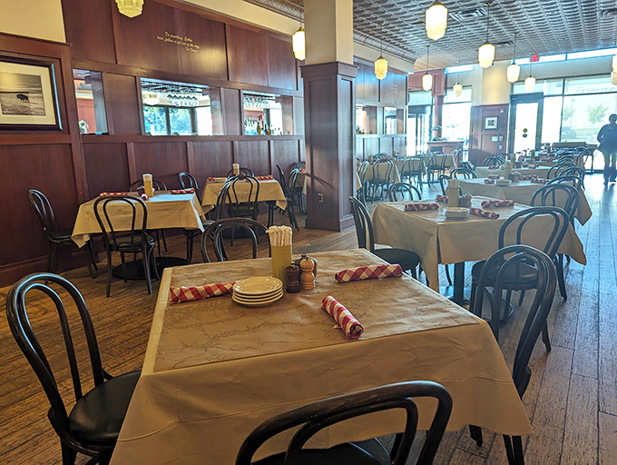 Classic bentwood chairs, white tablecloths, and those iconic red-checkered napkins&mdash;Ted's interior strikes the perfect balance between "special occasion" and "I could eat here every Tuesday."
