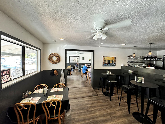 Inside, the unpretentious dining space balances casual mountain charm with just enough Italian flair&mdash;proof that great food doesn't need fancy surroundings to shine.