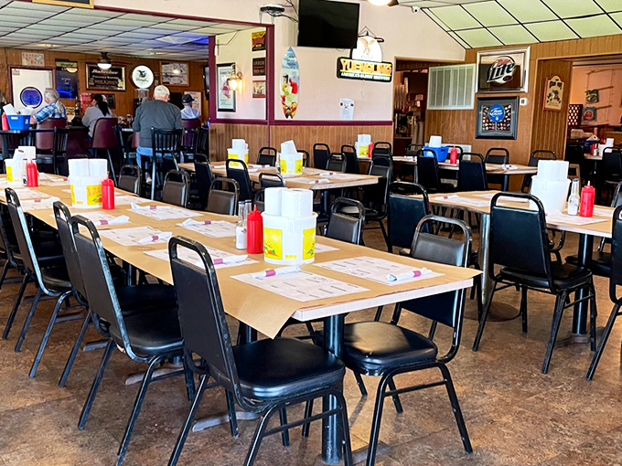 Inside, wood-paneled walls and paper-covered tables set the stage for the delicious mess to come. No pretension, just seafood perfection.